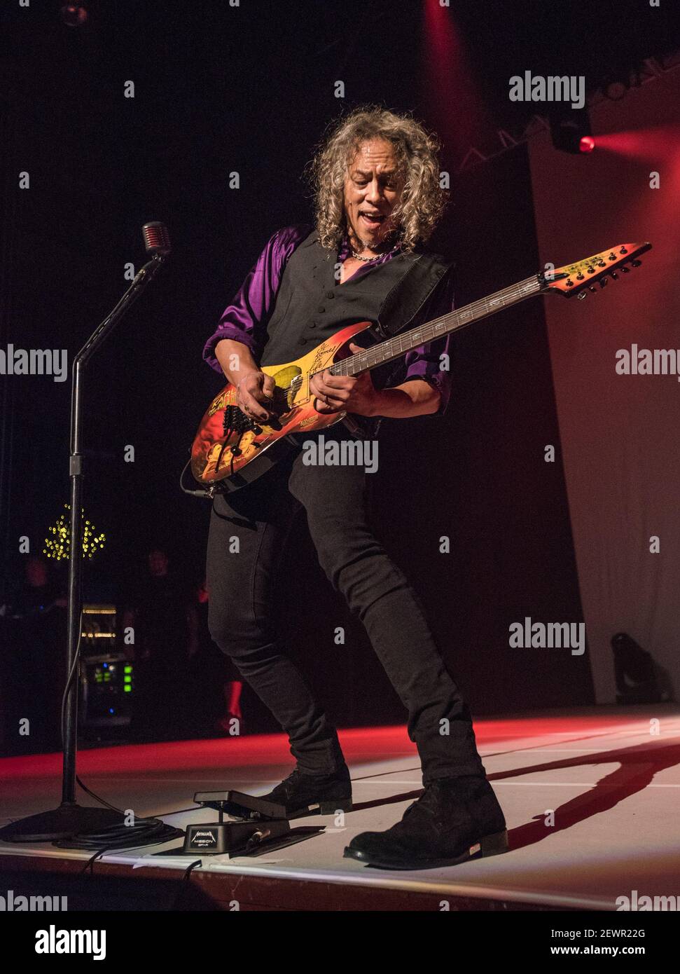 Musician Kirk Hammett of the band Metallica performs at the Fox Theater ...