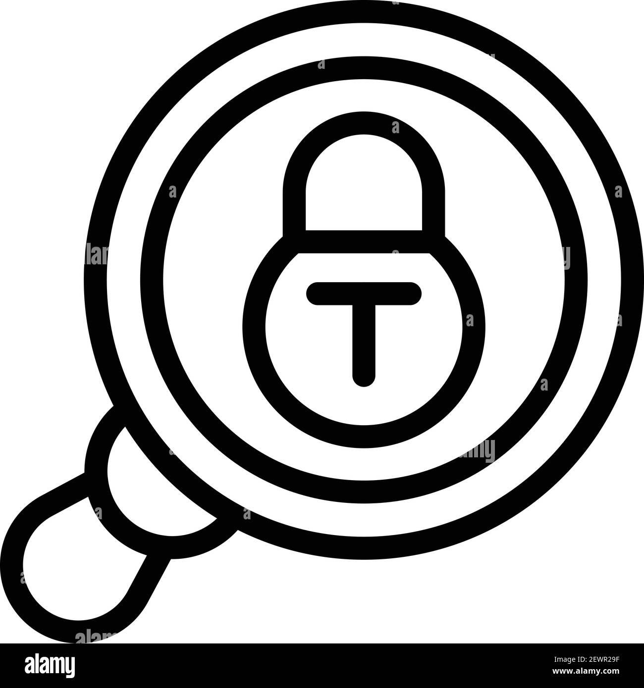 Magnifying lock icon. Outline magnifying lock vector icon for web ...