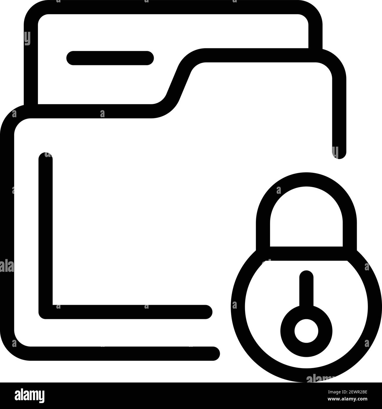 Folder lock icon. Outline folder lock vector icon for web design isolated on white background ...