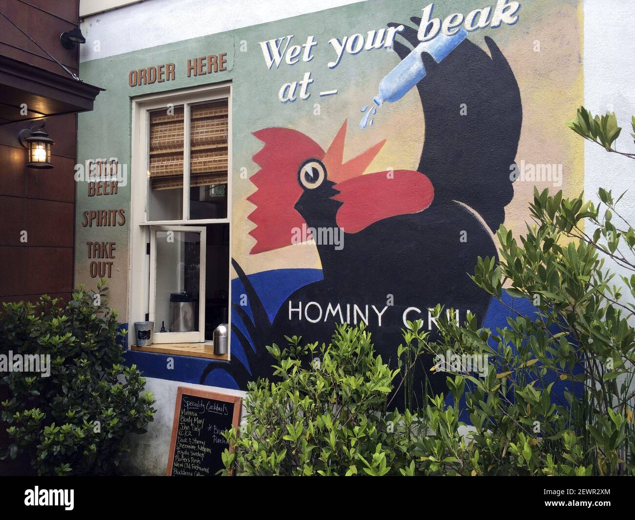 Detail of a mural near the drink window at Hominy Grill in Charleston ...