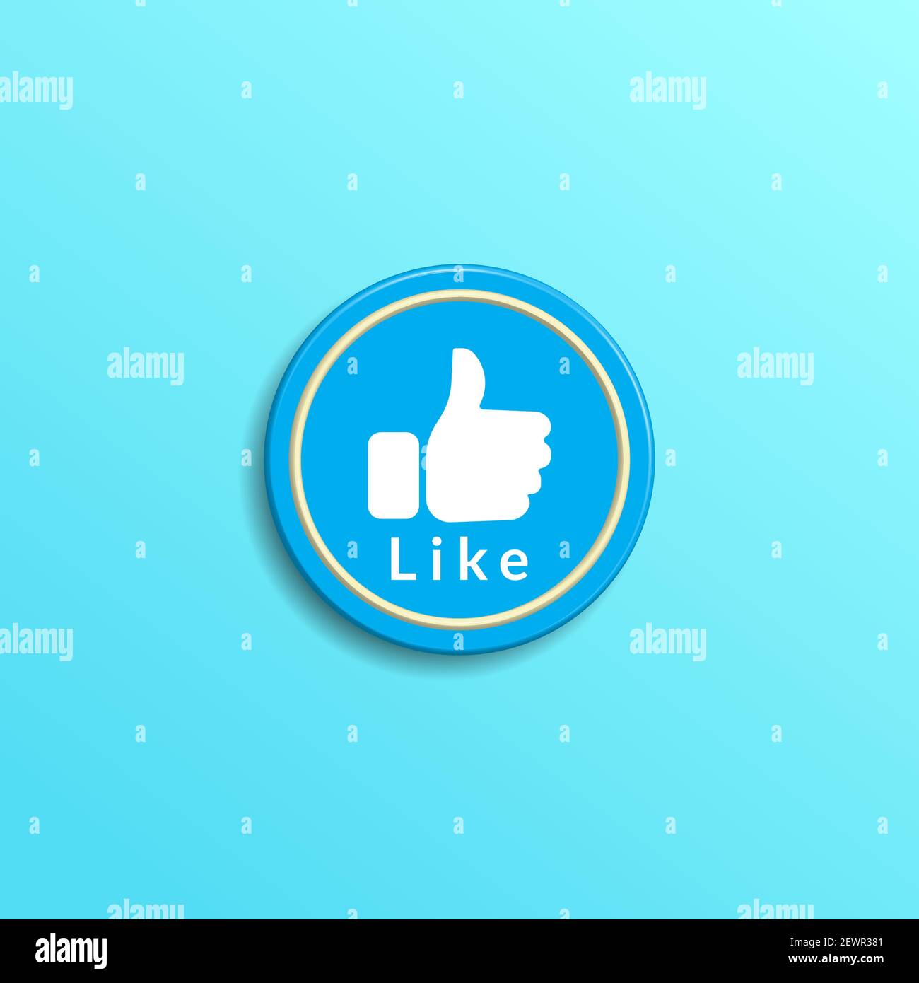Minimal rounded social media like button on tosca blue gradation color ...