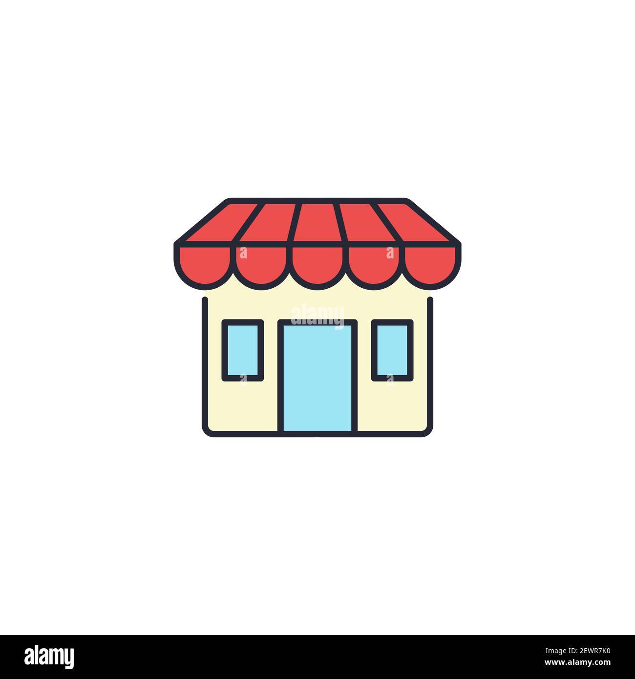 Shop store icon, color, line, outline vector sign, linear style ...