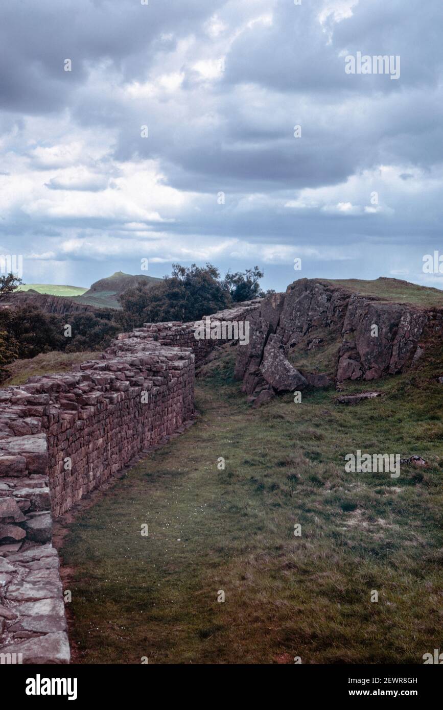 Remains of a Roman defensive fortification known as Hadrian’s Wall ...