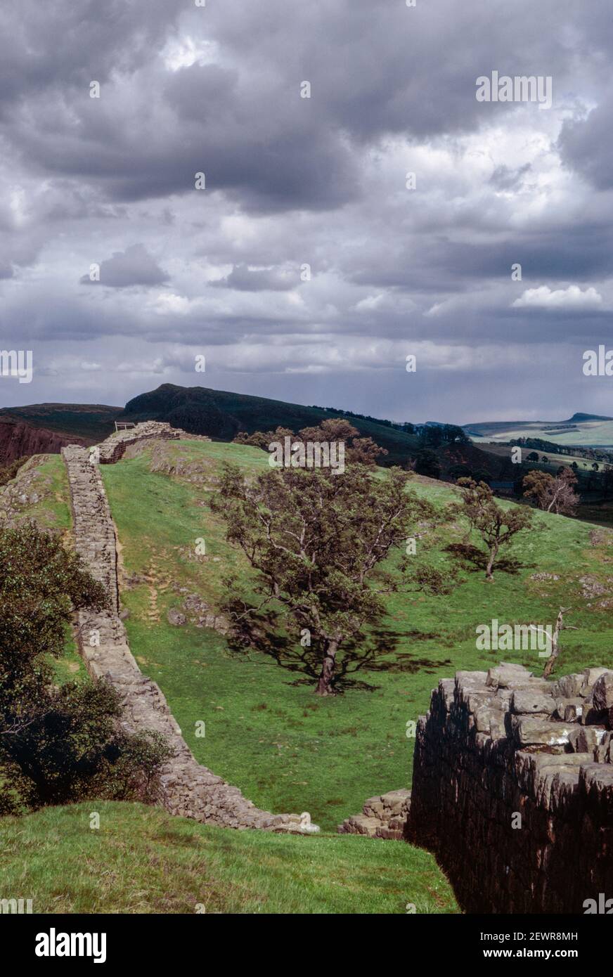 Remains of a Roman defensive fortification known as Hadrian’s Wall ...