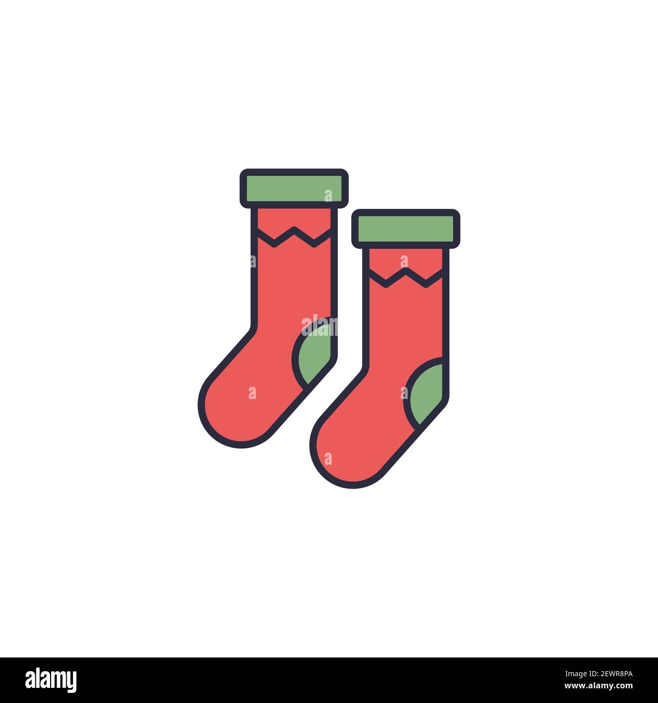 Socks icon, color, line, outline vector sign, linear style pictogram ...