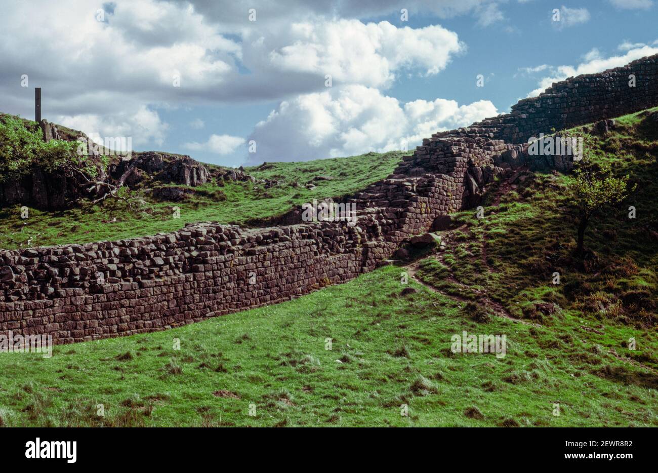 Remains of a Roman defensive fortification known as Hadrian’s Wall ...