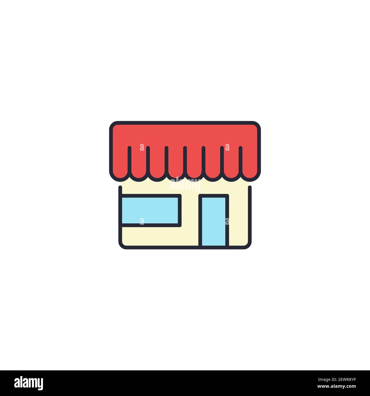 Shop store icon, color, line, outline vector sign, linear style ...