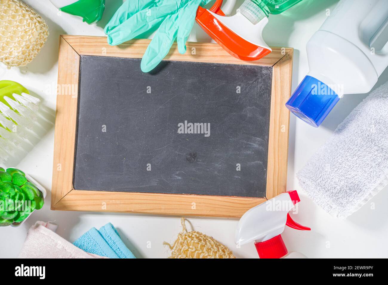 Spring cleaning background. Spring cleaning tools, utensils ...