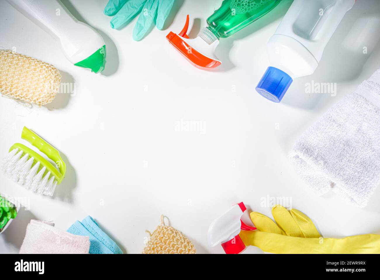 Spring cleaning background. Spring cleaning tools, utensils ...