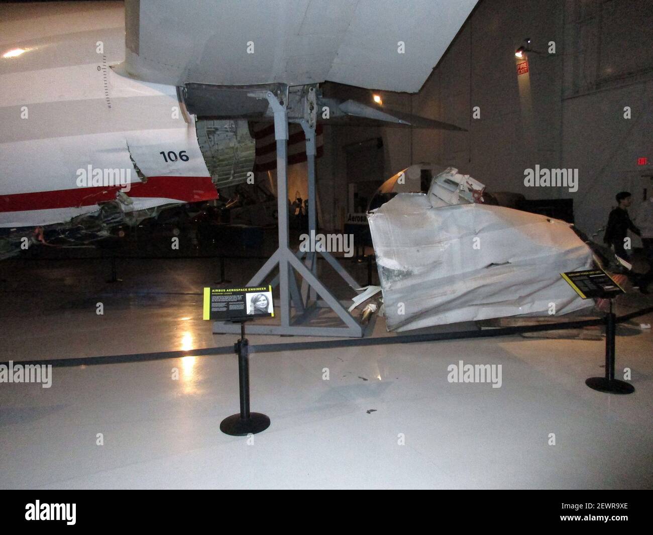 The crumpled bottom of the jet, which became detached when the plane ...