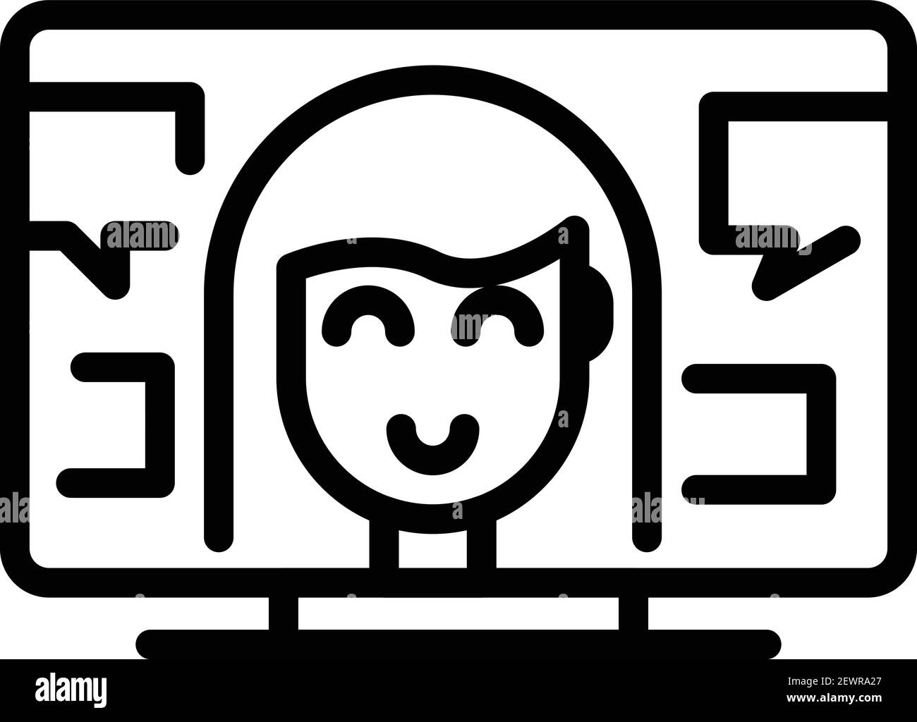 Video contact support icon. Outline video contact support vector icon ...