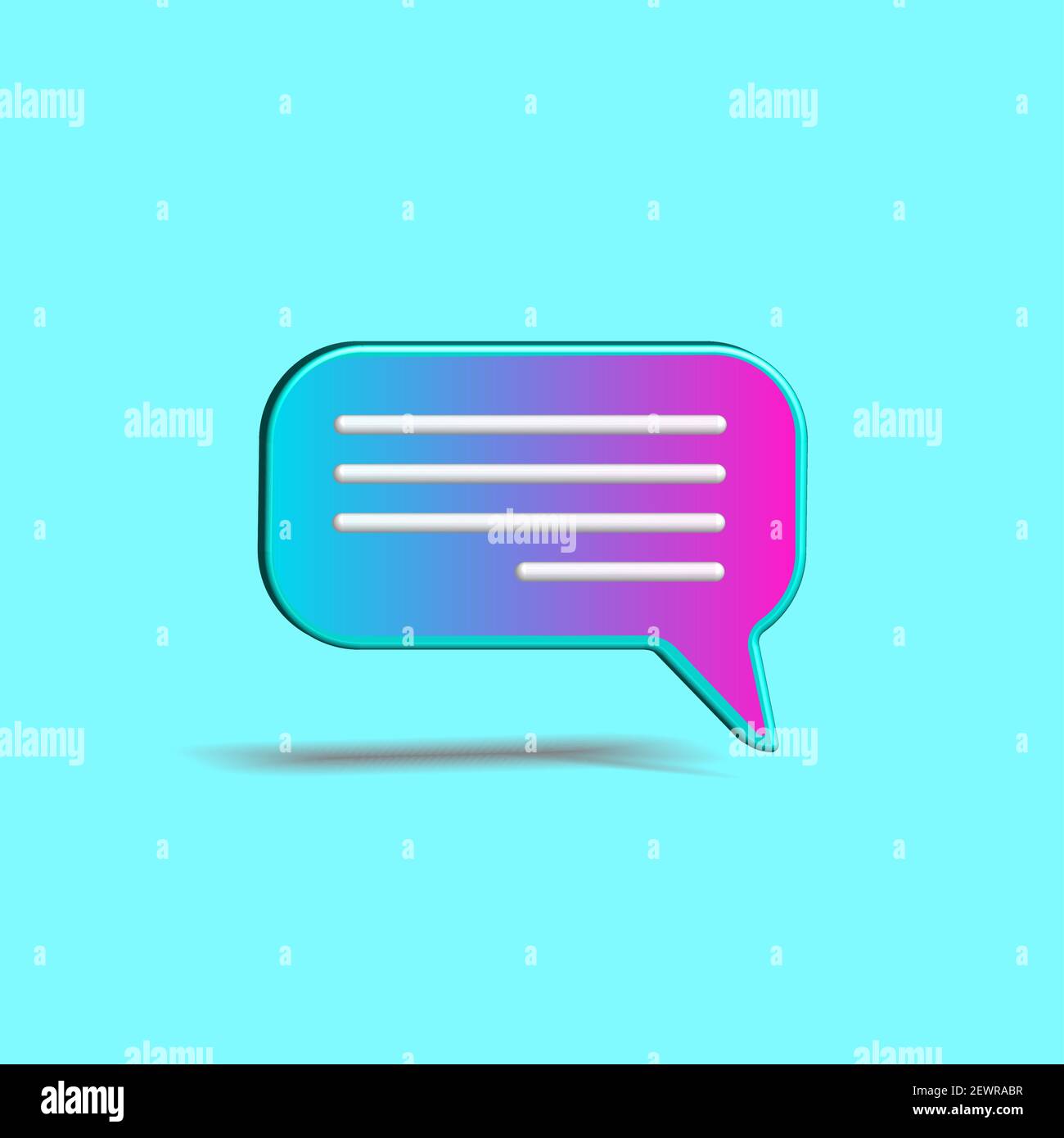 Minimal gradient chat bubble isolated on turquoise color background. Concept of social media ...
