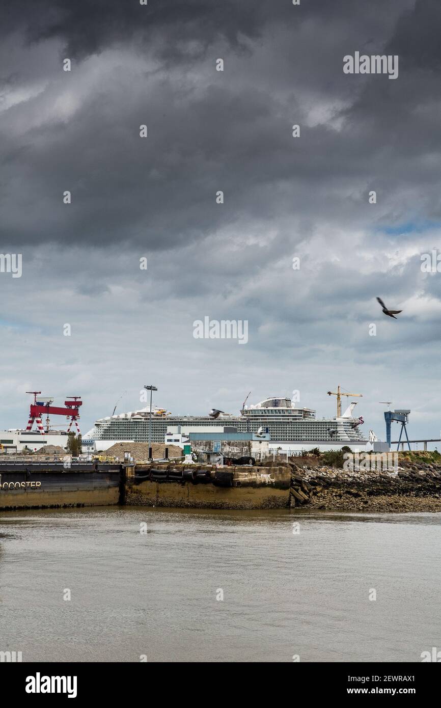 The Harmony of the Seas cruise ship at the STX shipyard of Saint ...