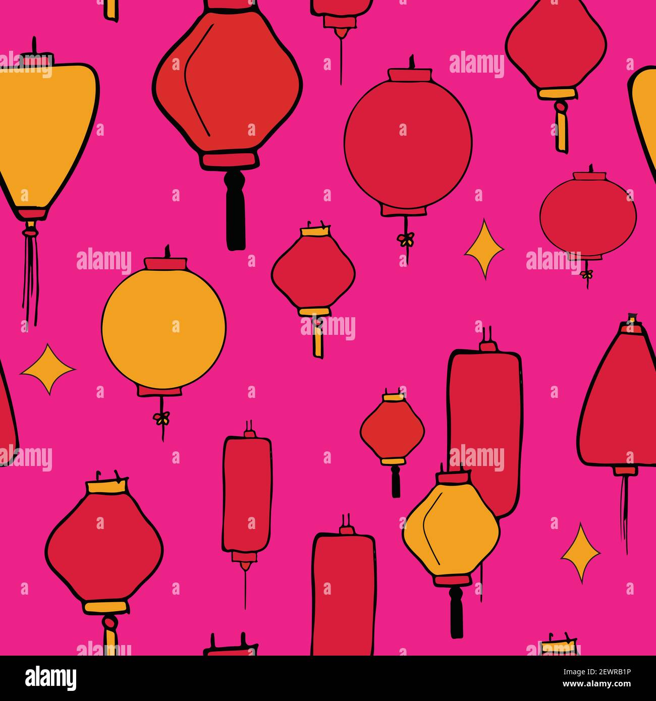 Vector bright pink background chinese lantern festival, Seamless ...