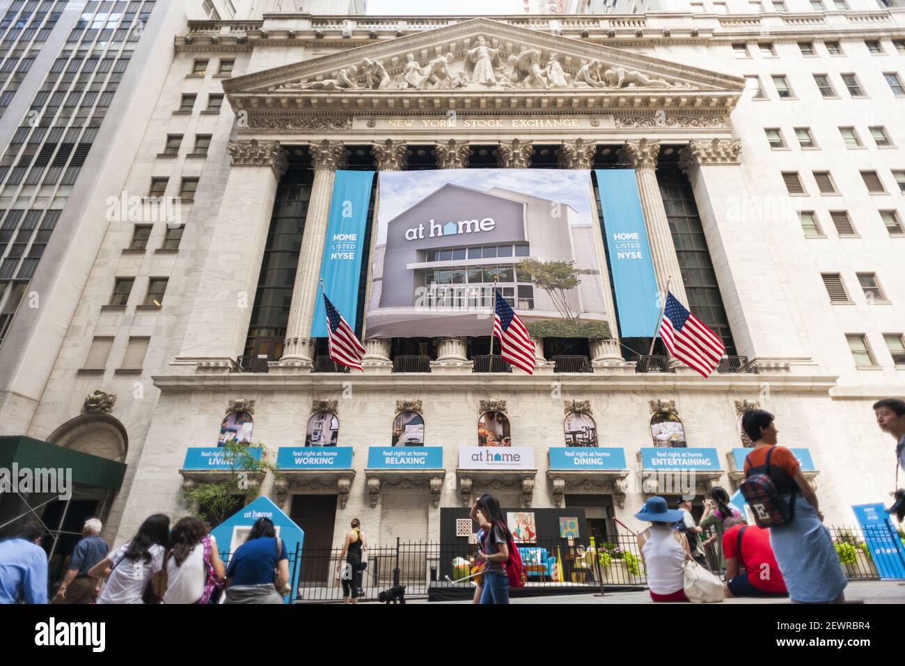 The facade of the New York Stock Exchange is decorated for the first ...