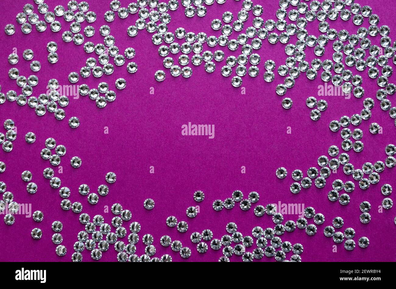 rhinestones on a purple background, top photo. design for text Stock ...
