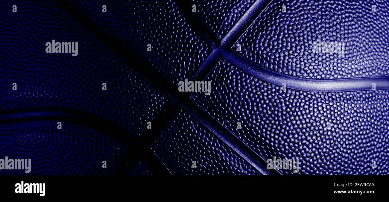 Closeup detail of blue basketball ball texture background. Team sport ...