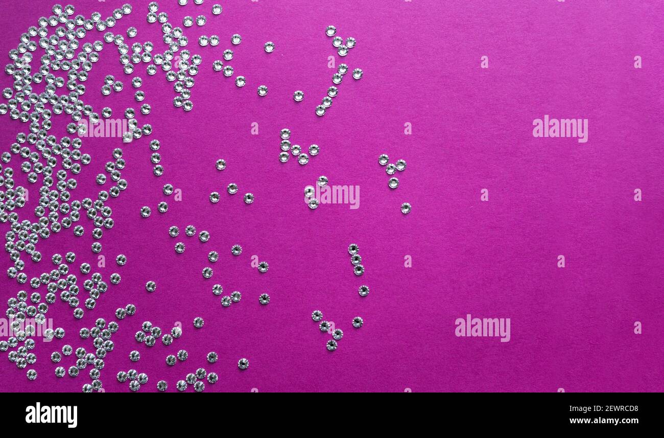 rhinestones on a purple background, top photo. design for text Stock ...