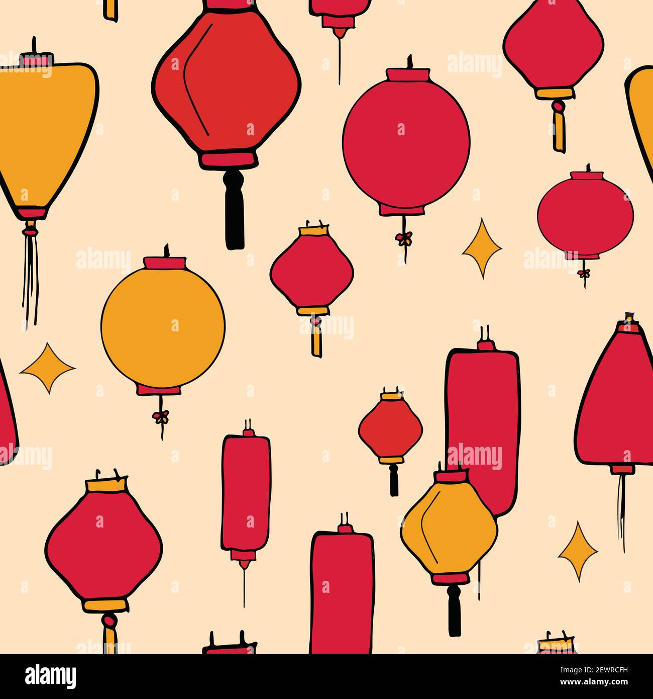 Vector orange background chinese lantern festival, Seamless pattern ...