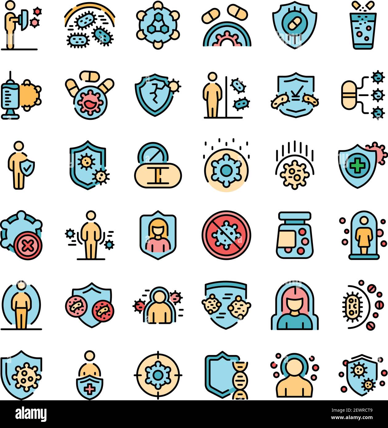 Antibiotic resistance icons set. Outline set of antibiotic resistance ...