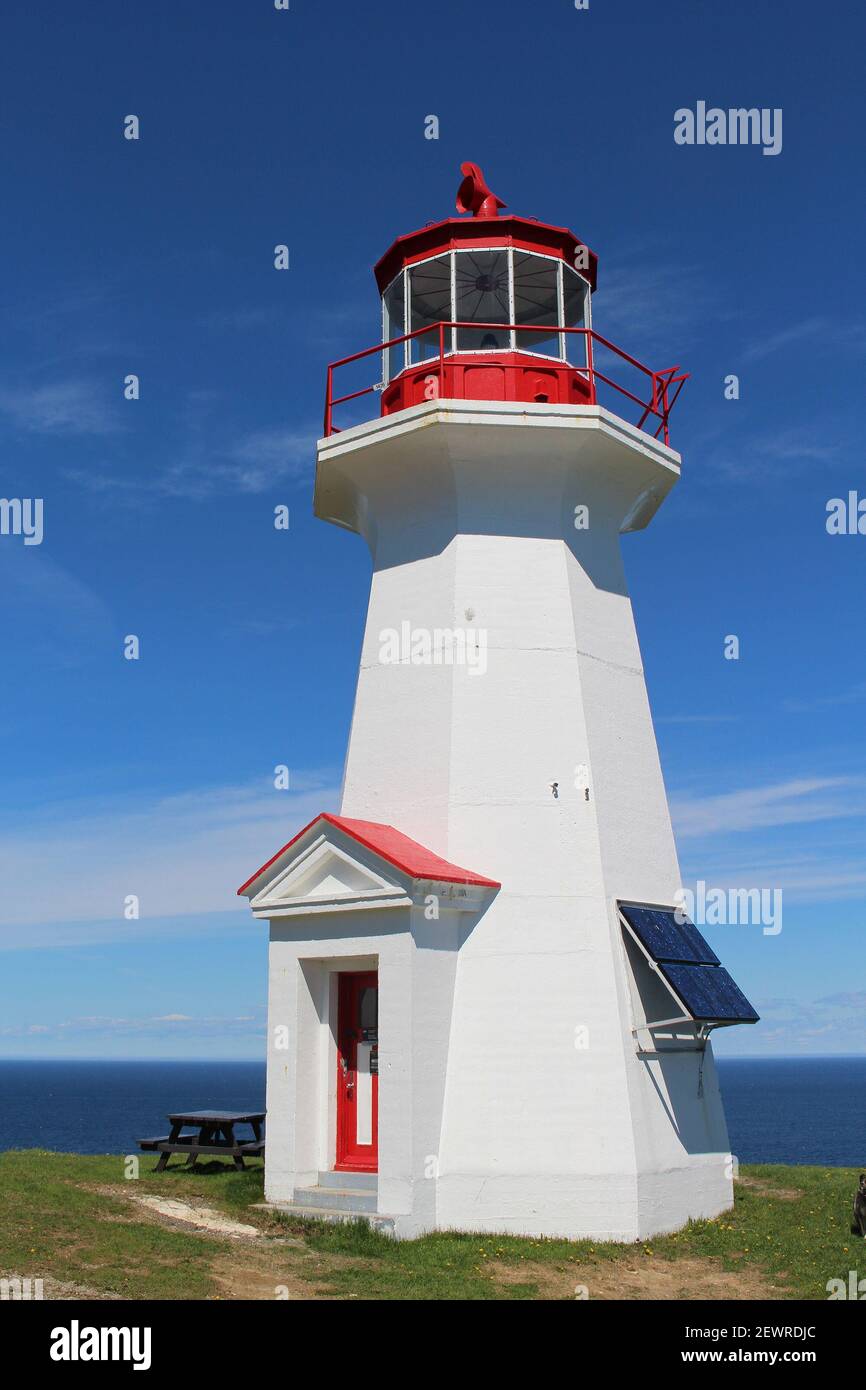 The Cape-Gaspe lighthouse, on a cliff overlooking the Gulf of St ...