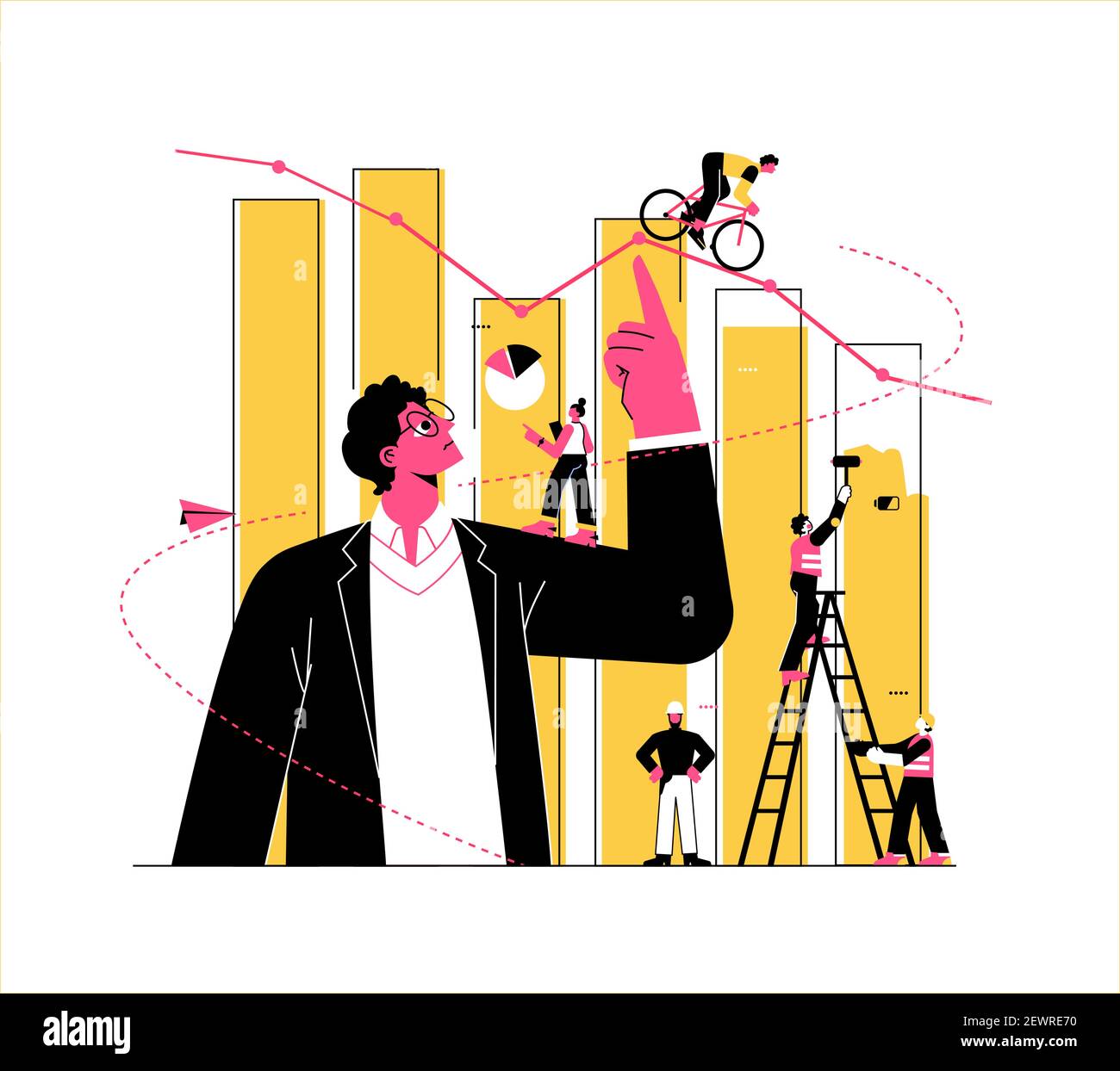Financial advisor illustration, financial expert study charts, analyze ... Financial advisor illustration, financial expert study charts, analyze ...