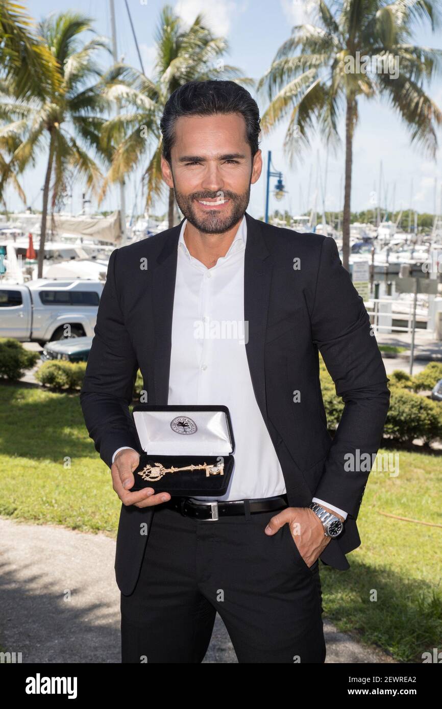 MIAMI, FLORIDA - AUGUST 22: Actor Fabian Rios posses outside Miami City ...