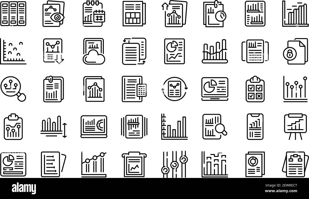 Business report icons set. Outline set of business report vector icons for web design isolated ...
