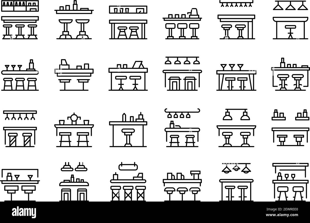 Bar counter icons set. Outline set of bar counter vector icons for web ...