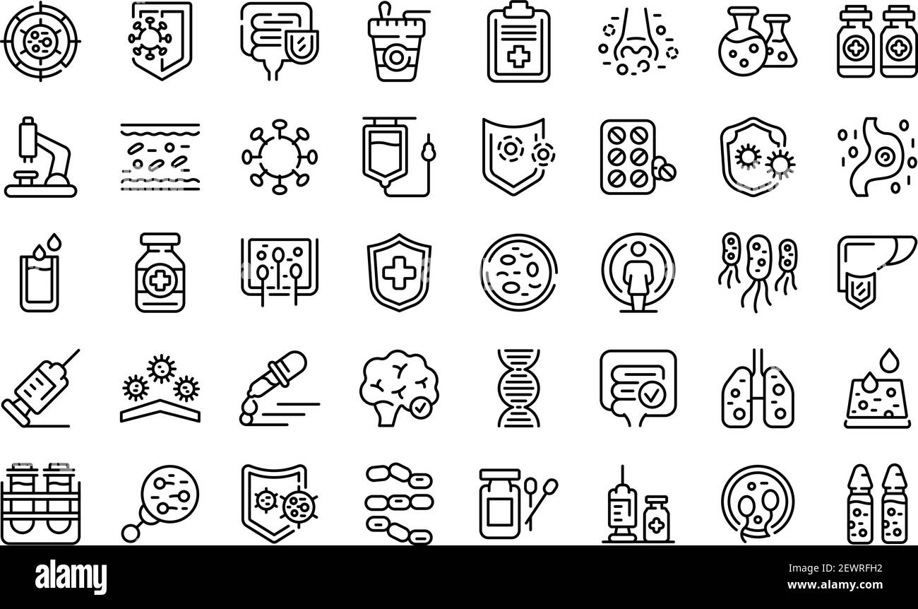 Immune System Icons Set Outline Set Of Immune System Vector Icons For