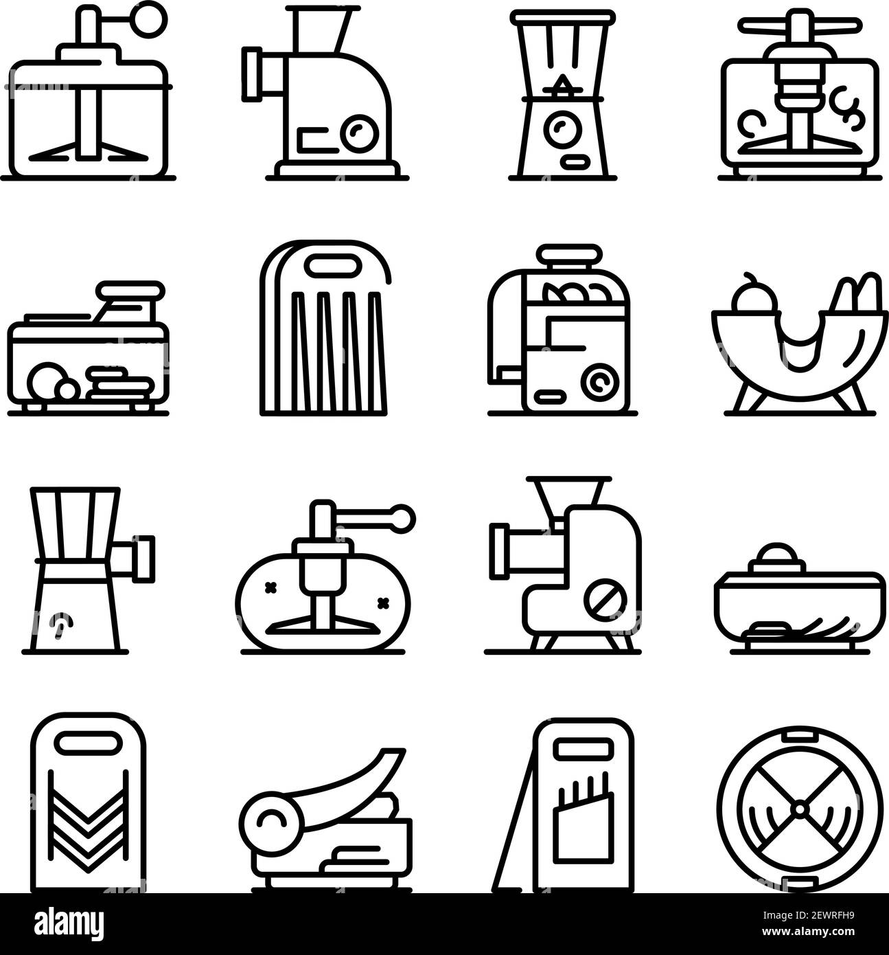 Vegetable cutter icons set. Outline set of vegetable cutter vector ...