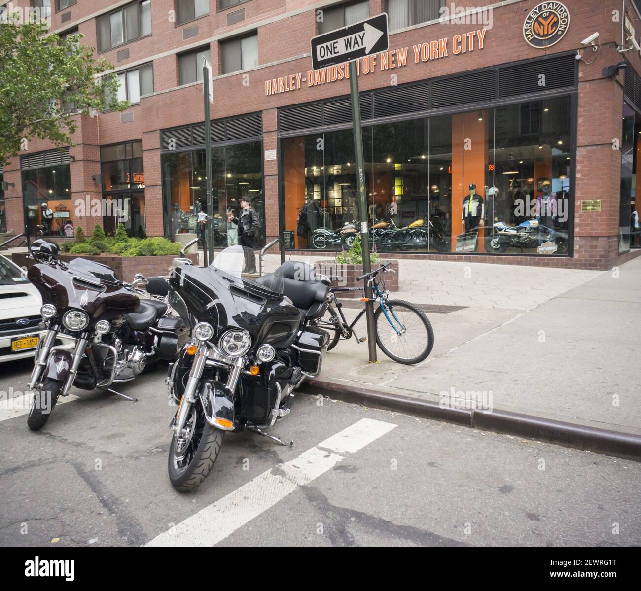 Harley-Davidson motorcycles parked in front of the Harley-Davidson ...