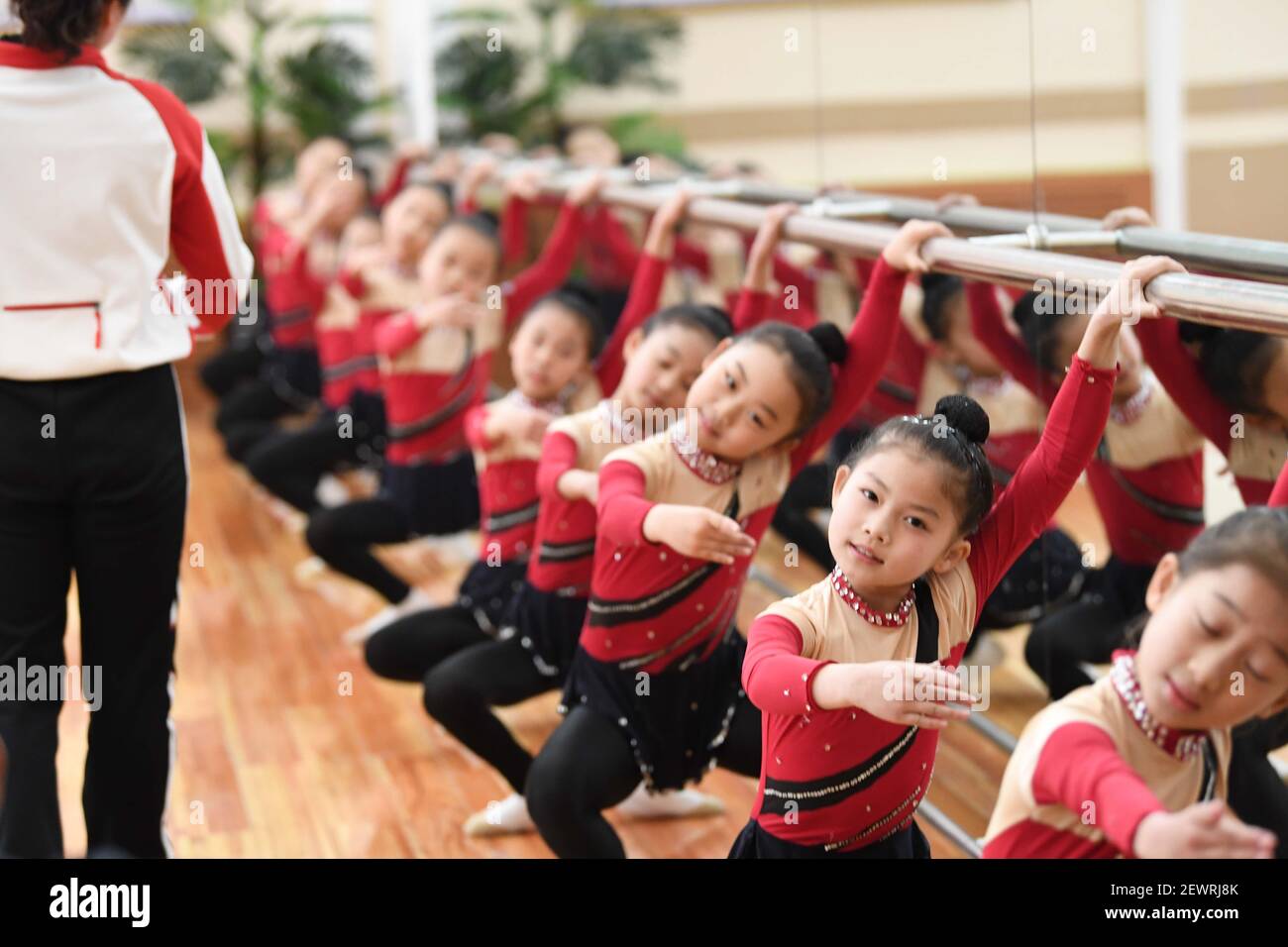 Young girls practice ballet and dance lessons. General views of North ...