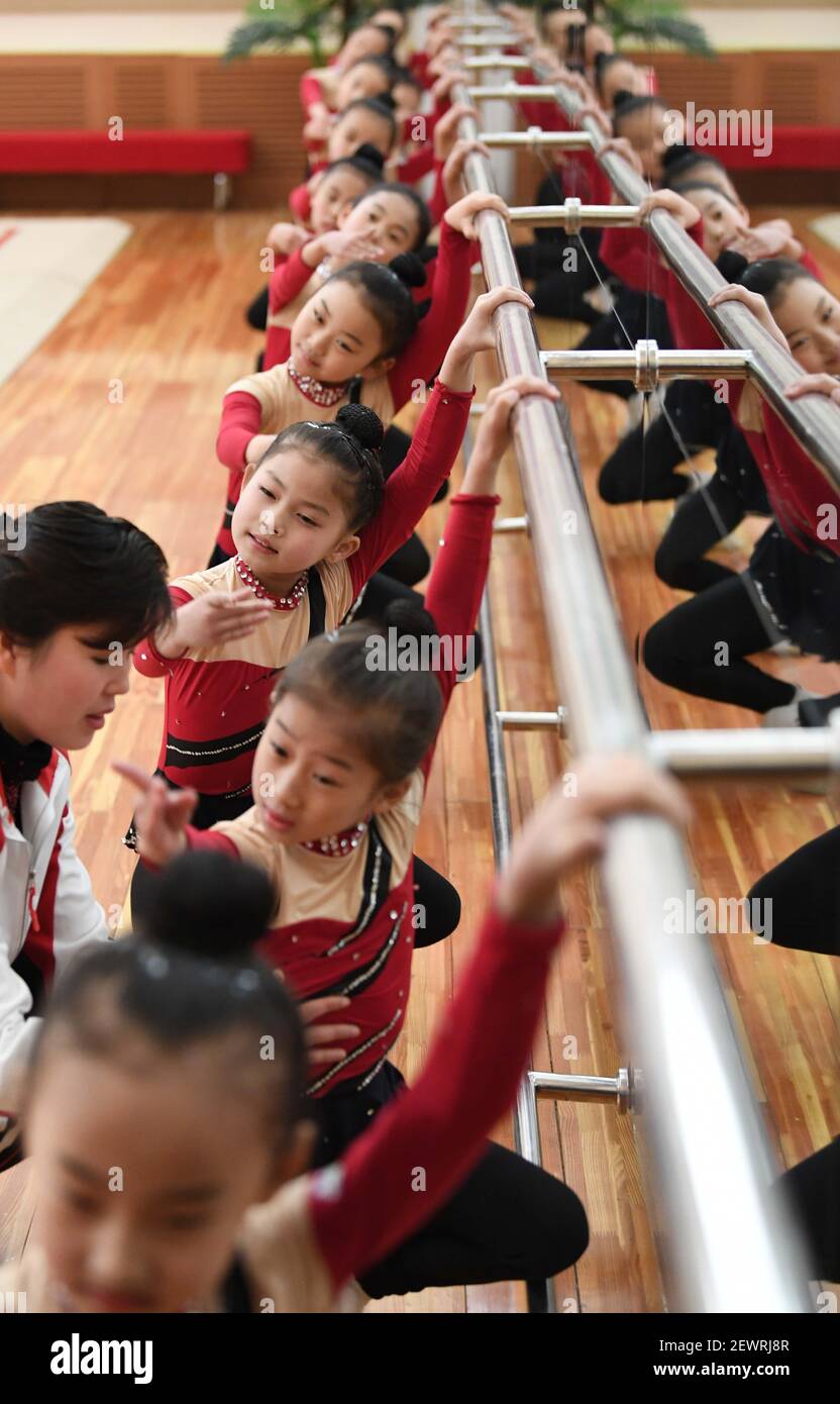 Young girls practice ballet and dance lessons. General views of North ...