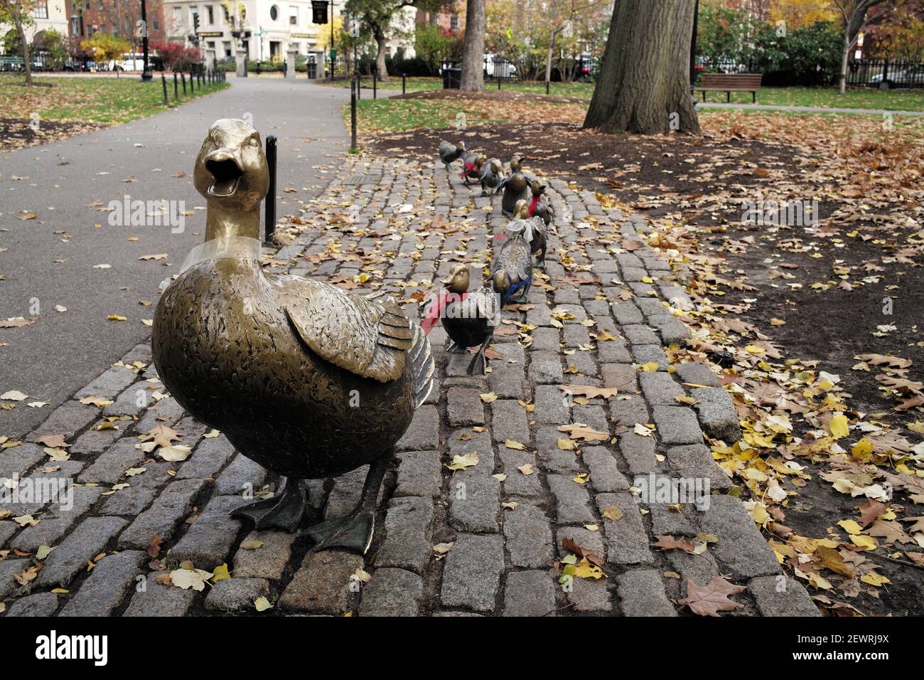 Boston Ma A General View Of The Bronze Make Way For Ducklings