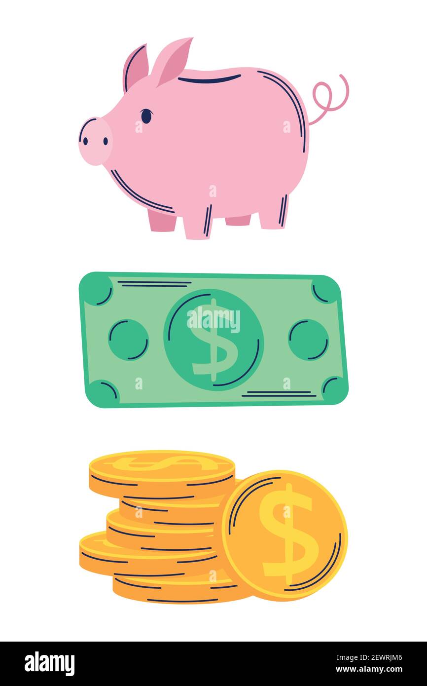 three savings management set icons Stock Vector Image & Art - Alamy