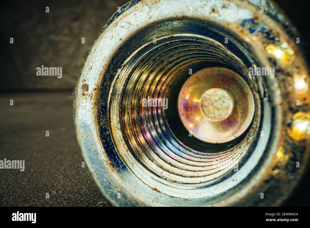 Metal nut on black background close up Stock Photo - Alamy