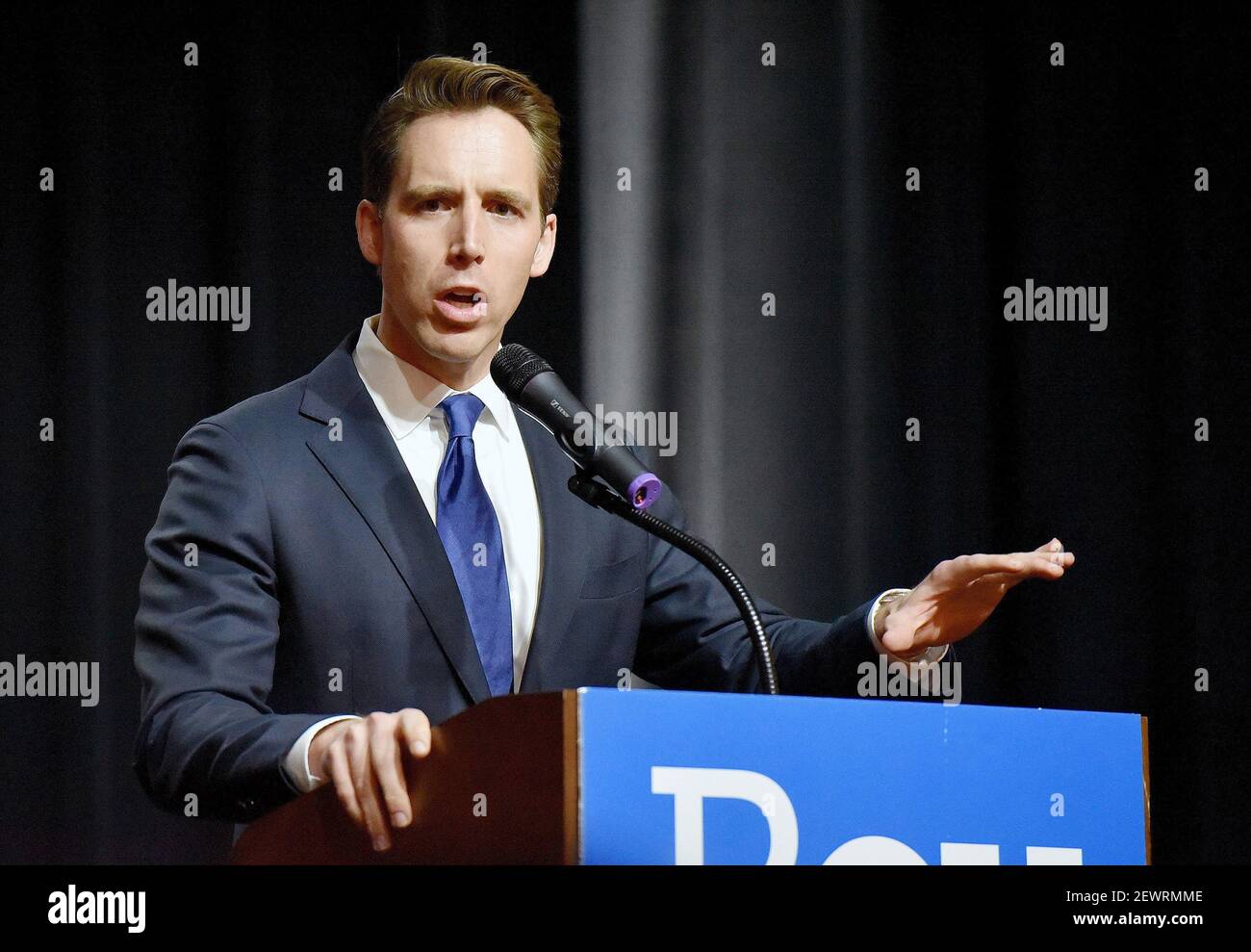 Missouri Attorney General Josh Hawley makes a speech on Nov. 9, 2016 ...