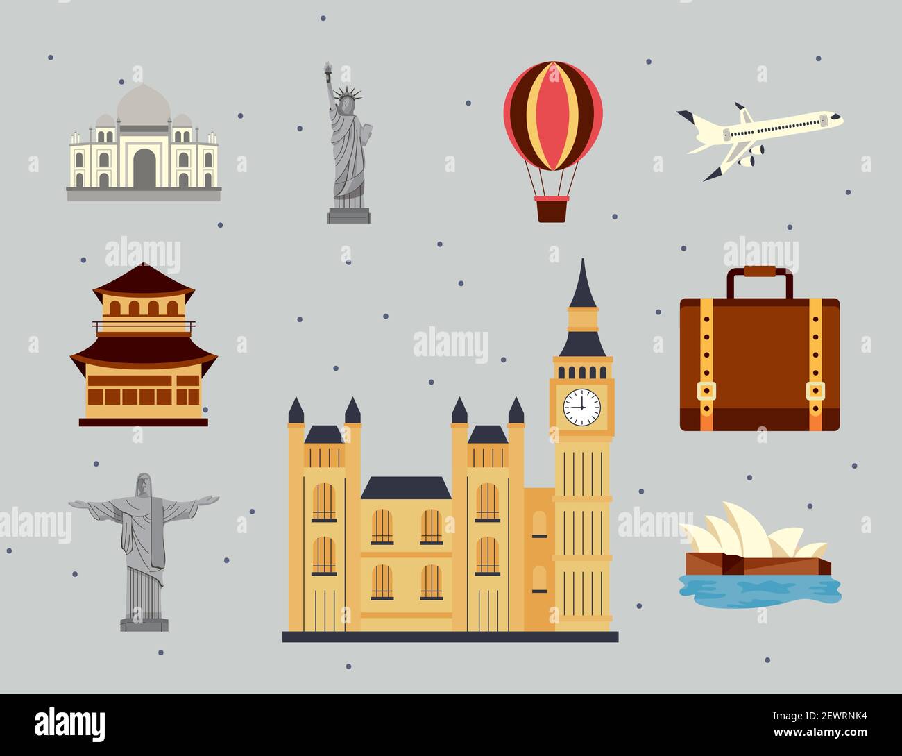 travel set monuments stickers icons Stock Vector Image & Art - Alamy