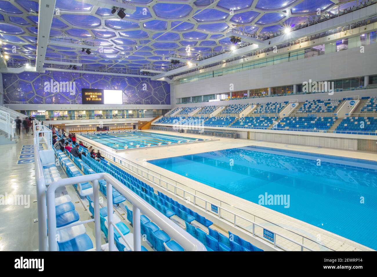 --FILE--Interior view of the National Aquatic Center or "Water Cube" in ...