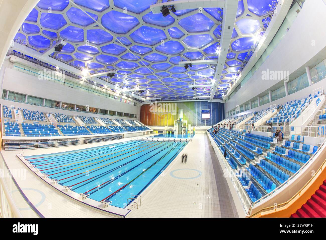 --FILE--Interior view of the National Aquatic Center or "Water Cube" in ...