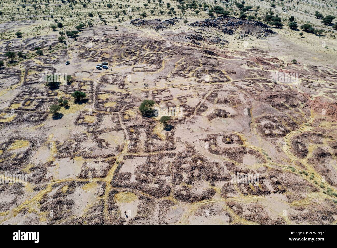 Aerial of the former Tuareg capital of Agadez, Air Mountains, Niger ...