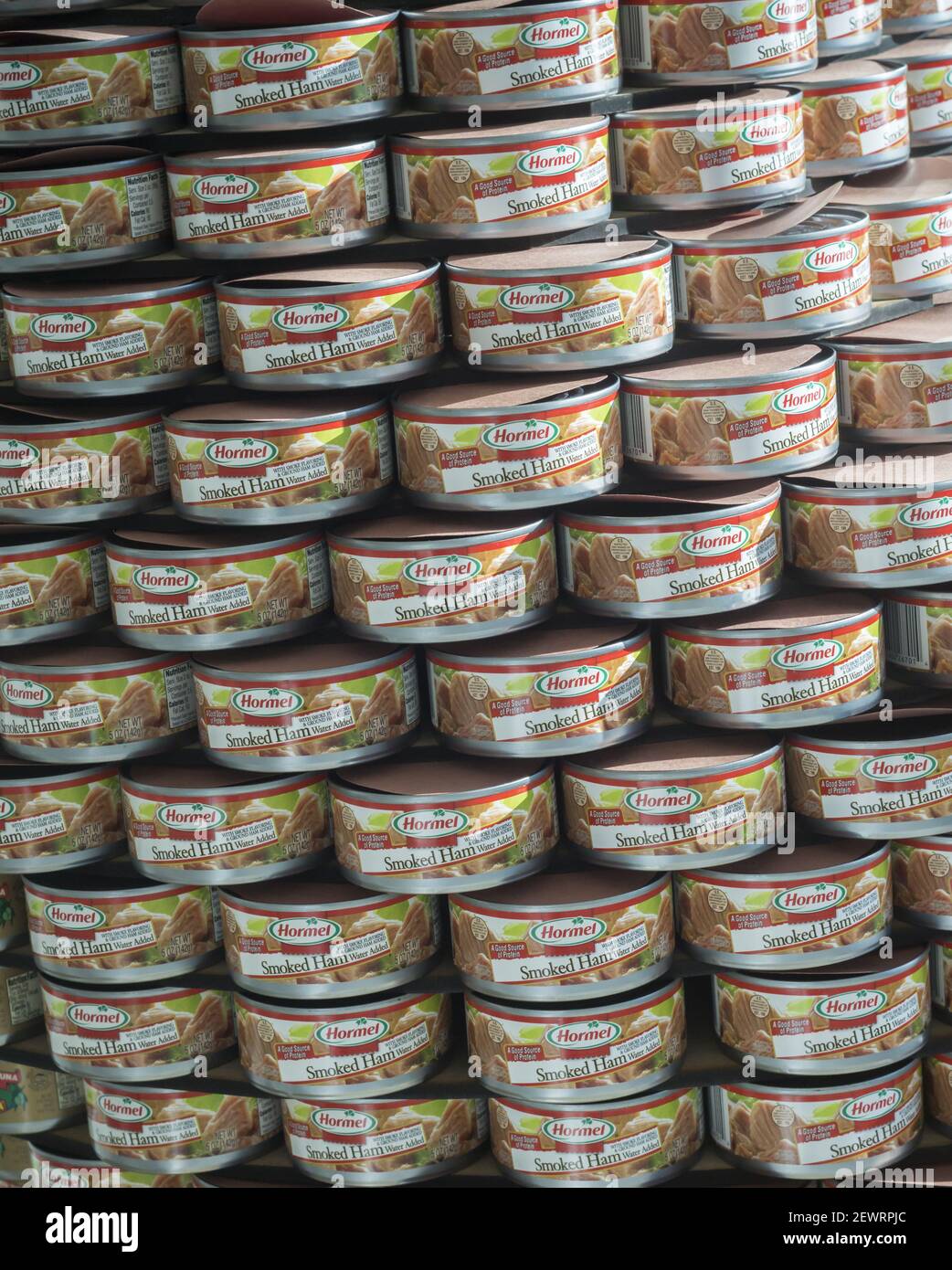 A display of canned Hormel smoked ham in New York on Friday, November 4 ...