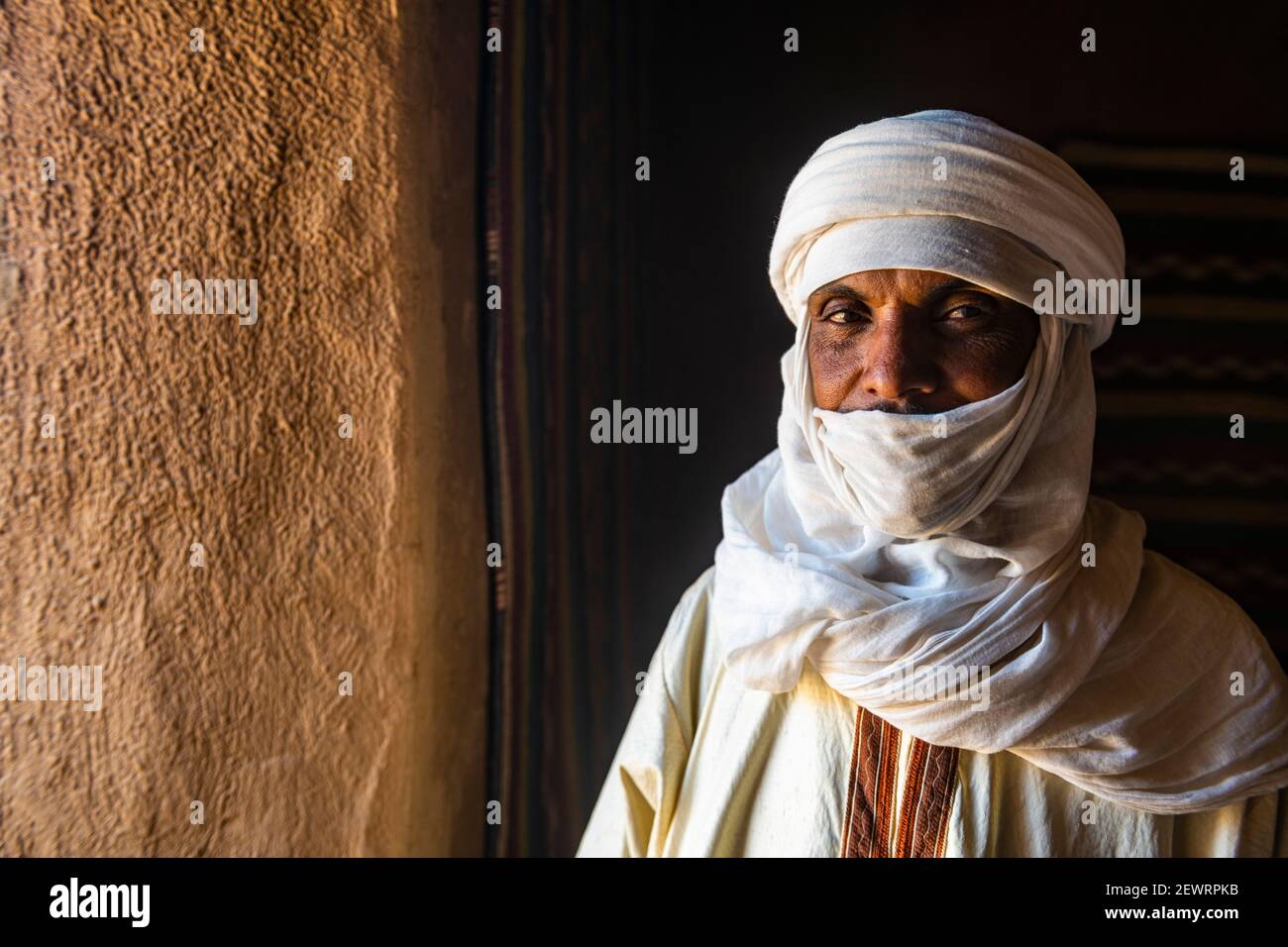 Guardian standing in the Interior of the French Fort in the Oasis of ...