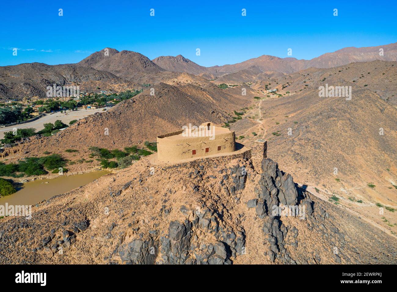 Aerial of the French Fort in the Oasis of Timia, Air Mountains, Niger ...