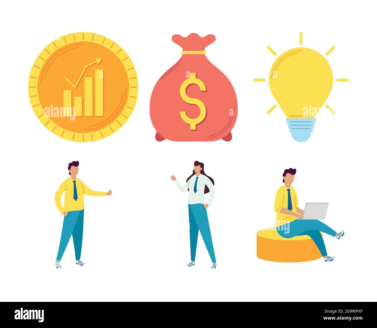 invest money six set icons Stock Vector Image & Art - Alamy