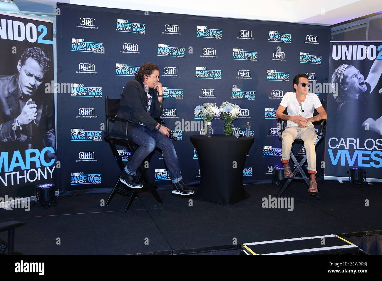 MIAMI BEACH, FL - MARCH 31: Carlos Vives and Marc Anthony are seen at a ...