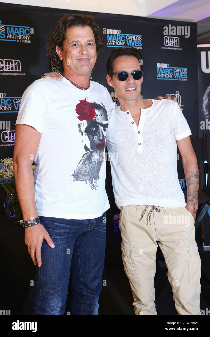 MIAMI BEACH, FL - MARCH 31: Carlos Vives and Marc Anthony are seen at a ...