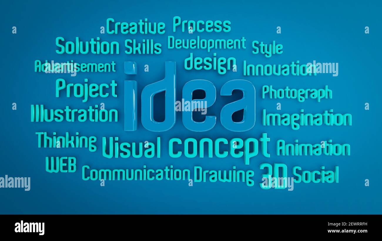 Idea Word Cloud Concept Theme Stock Photo - Alamy