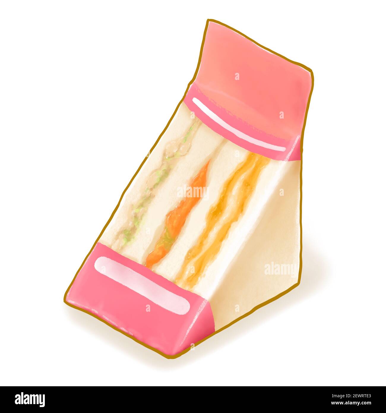 Fastfood sandwich, a digital painting of triangle sliced bread with ...